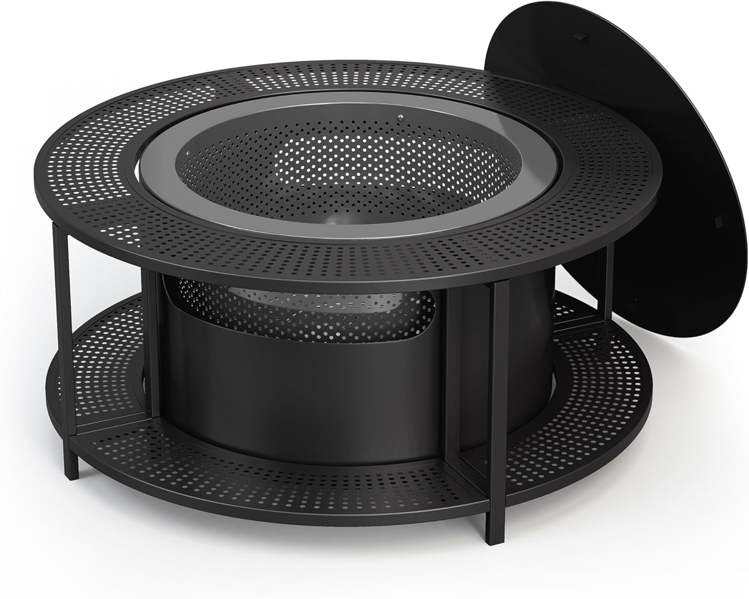 Kurapika 37 inch Smokeless Firepit with Removable Base for Ash, Wood ...