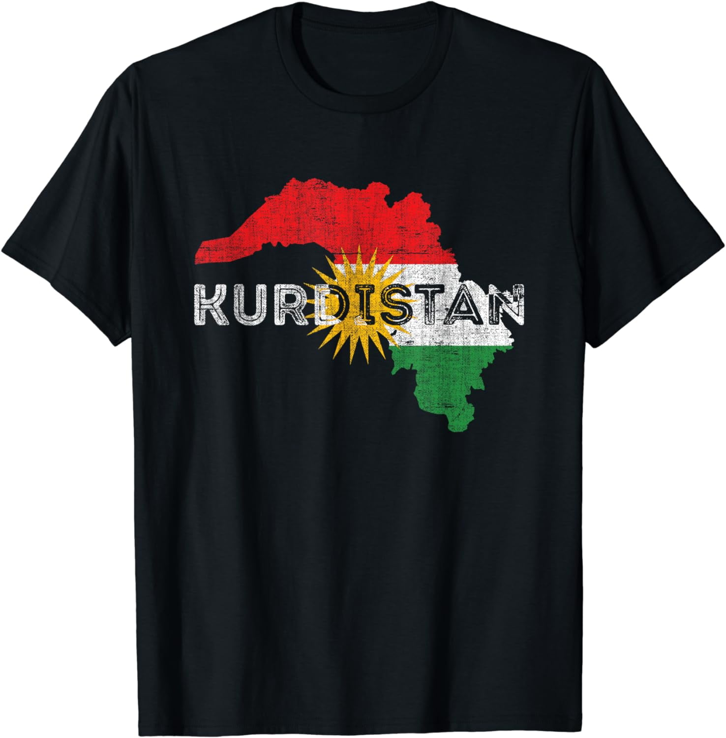 Kurdish Map and Flag Souvenir - Distressed Kurdistan T-Shirt - Walmart.com