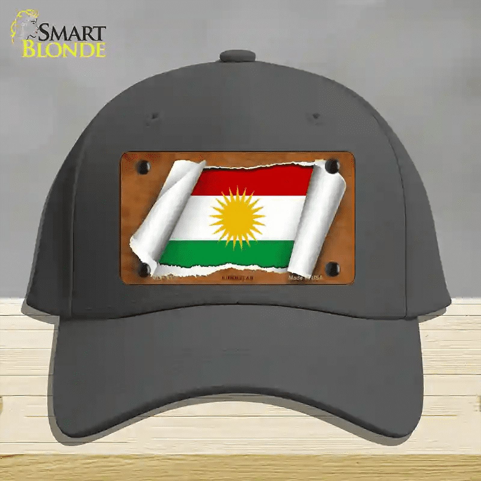 Kurdistan Flag Scroll Novelty License Plate Hat Cotton Charcoal ...