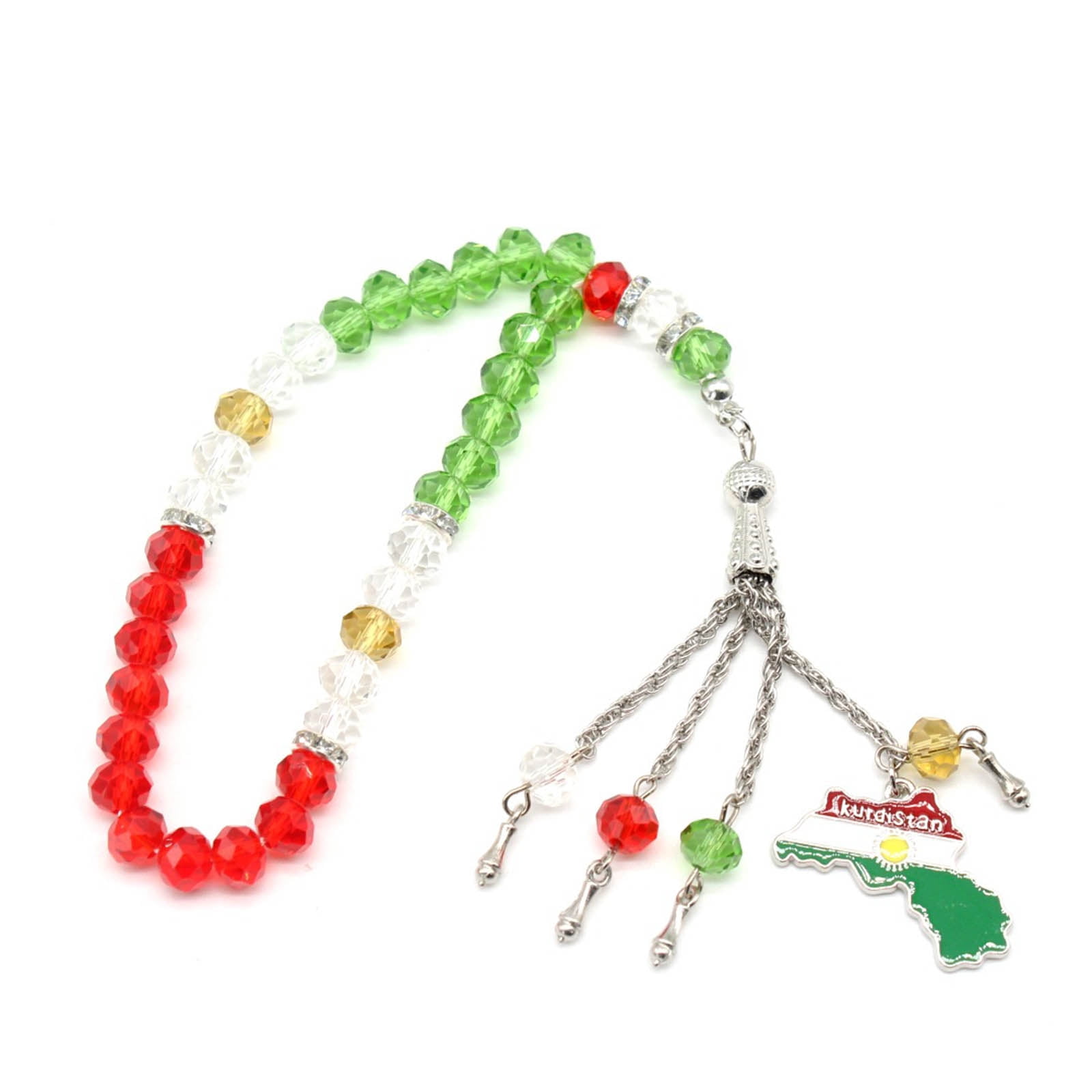 Kurdistan Map Flag Rosary 33 Beads Prayer Beaded Meditation Jewelry ...