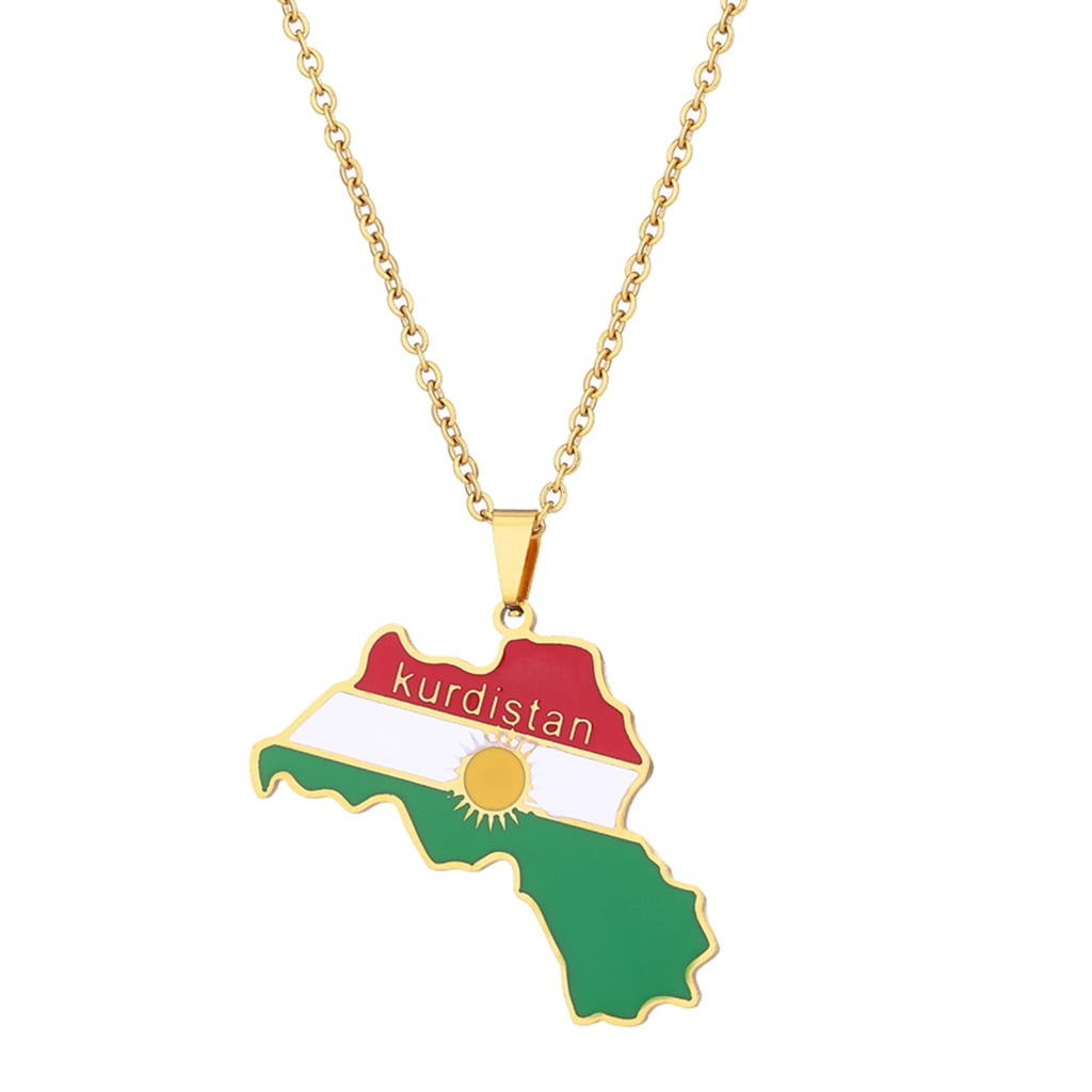 Kurdistan Map Necklace Women Men Chains Gold Silver Kurdistan Flag Map ...
