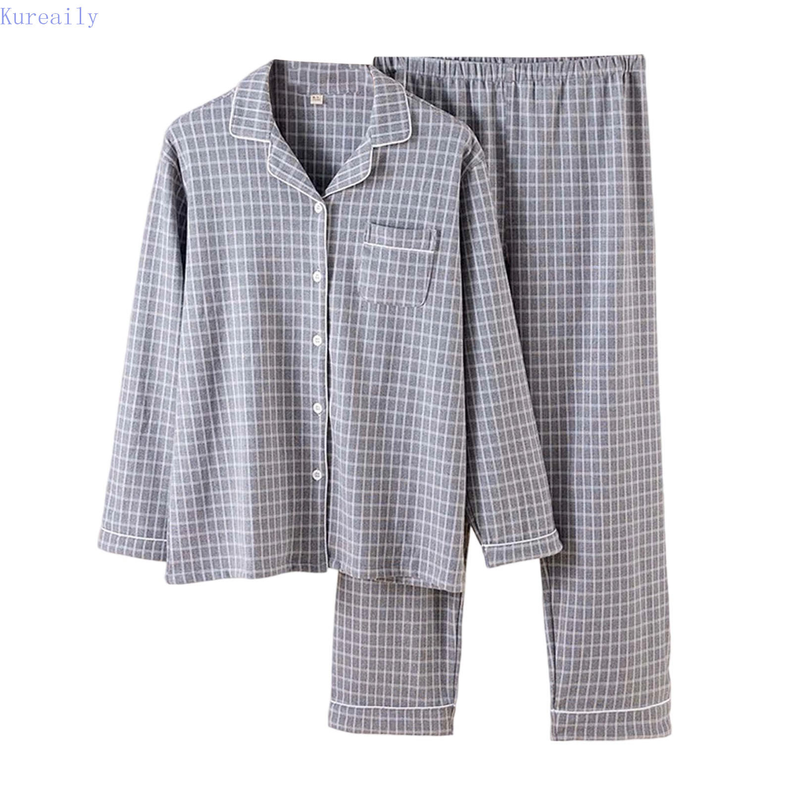 Kureaily Collared Pajama Warm Fleece Lined Slightly Stretchy Long ...