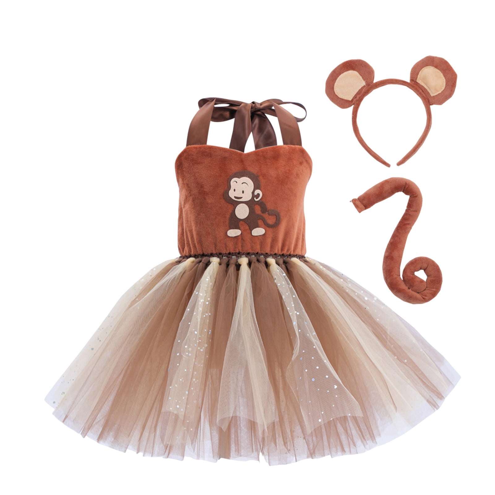 Kureaily Custome Girls Dress Tutu Mesh Dress With Headwear Tail 3pcs ...