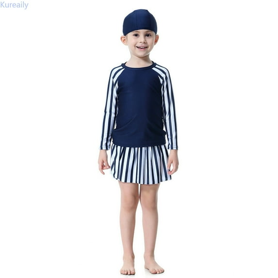 Kureaily Full Coverage Swimwear For Girls Long Sleeve Swim With Skirt ...