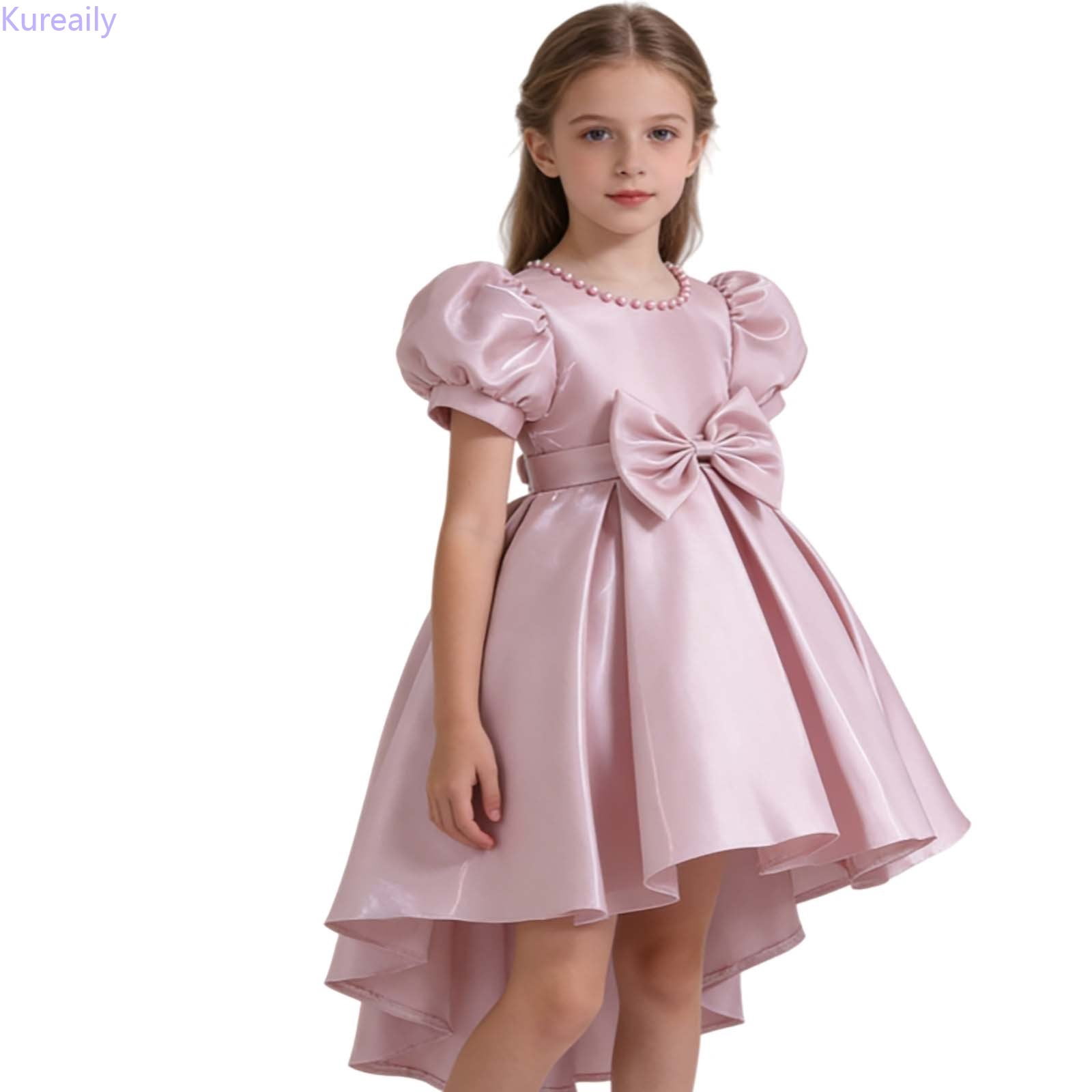 Kureaily Girls Satin Backless Pageant Dress Gown Girl Dress For And ...