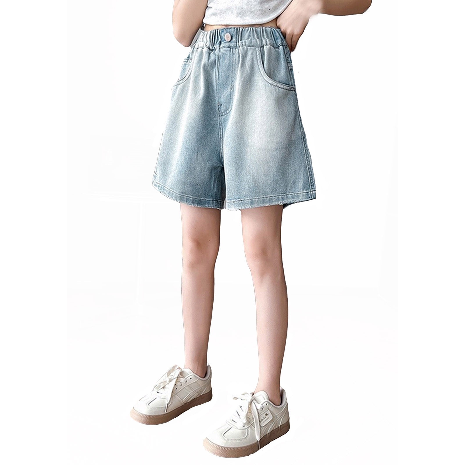Kureaily Girls Summer Loose Personality Casual Thin Denim Shorts 12-13 ...