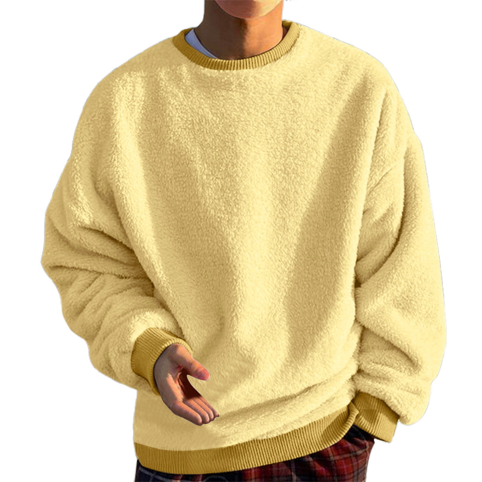 Kureaily Hoodless Sweatshirt Fleece Pullover Long Sleeve Crewneck ...