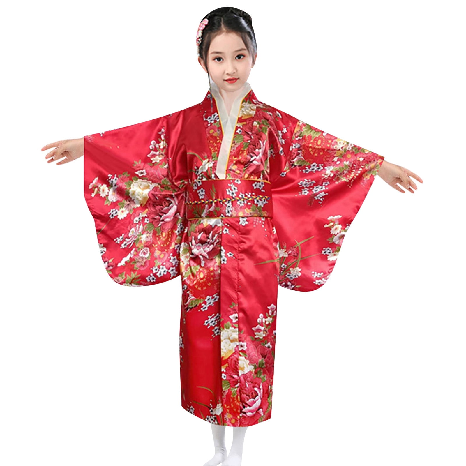 Kureaily Japanese Traditional Dress Kimono Robe For Kids Girls Yukata ...