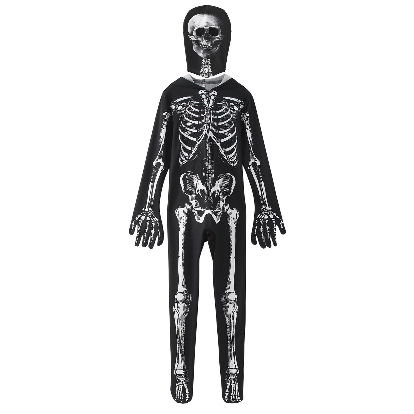 Kureaily Kids Skeleton Halloween Child White Bones Stretch Body Suit ...