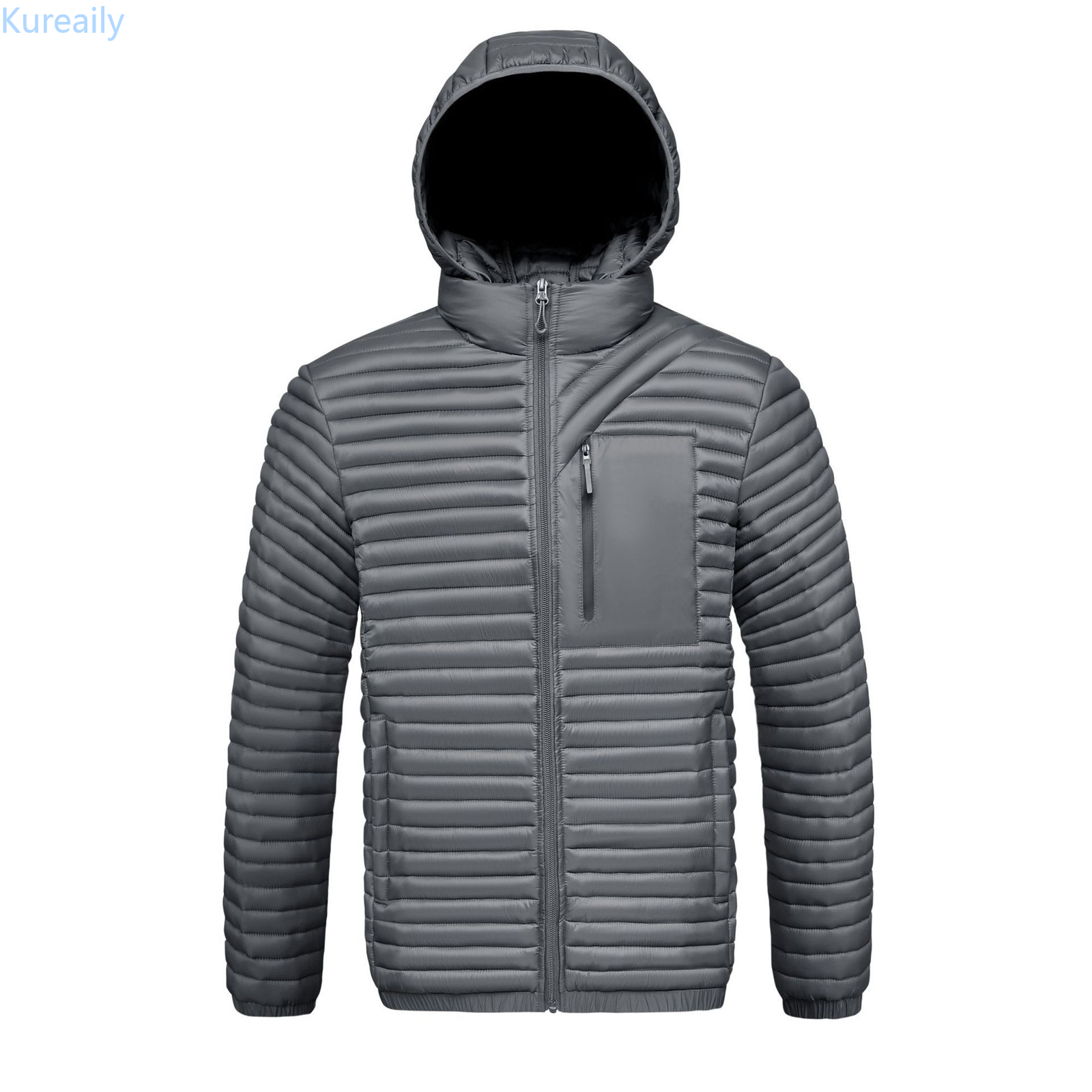 Kureaily Lightweight Thermal Quilted Jacket For Detachable Hood Winter ...