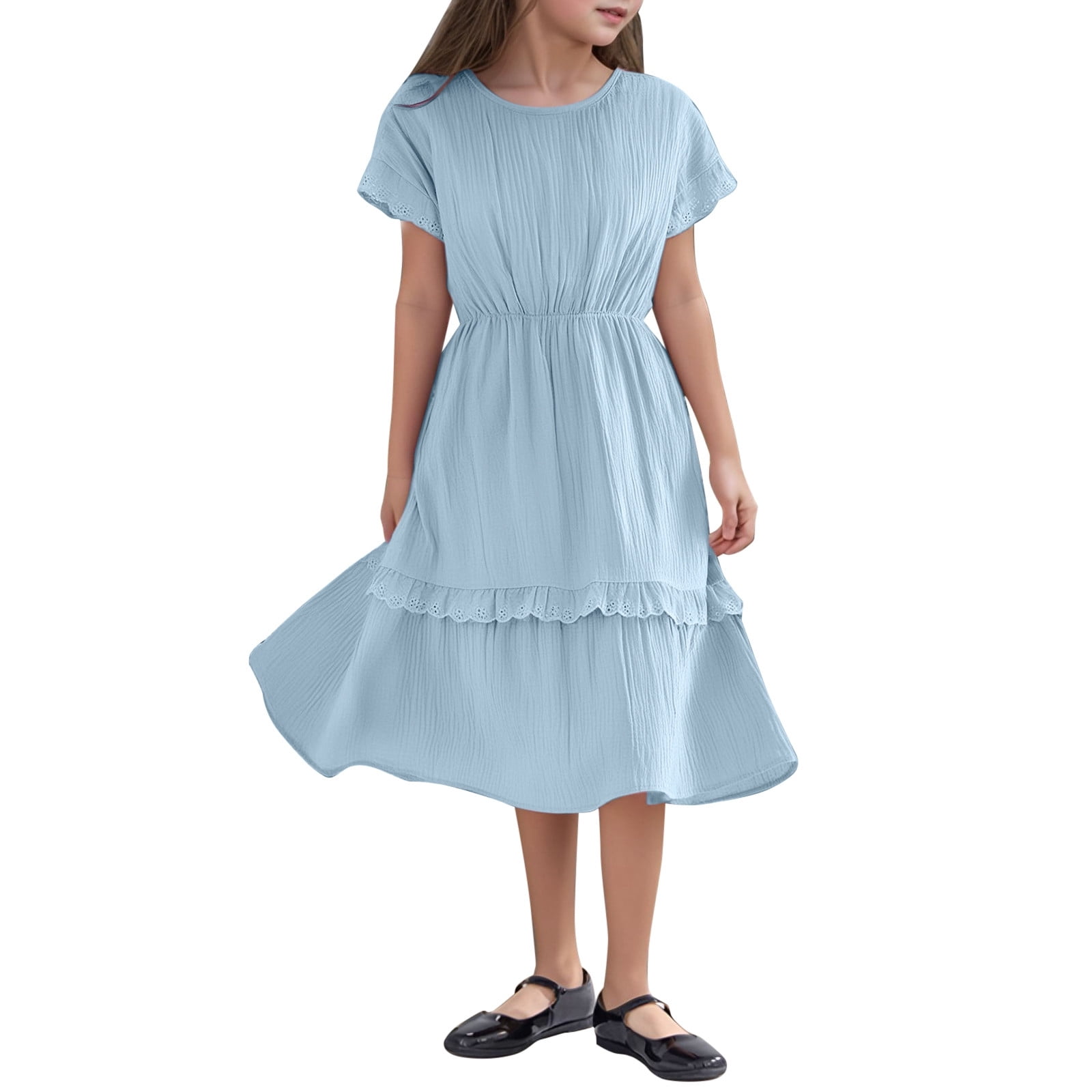 Kureaily Medium And Large Children Short Sleeved Summer Solid Color ...