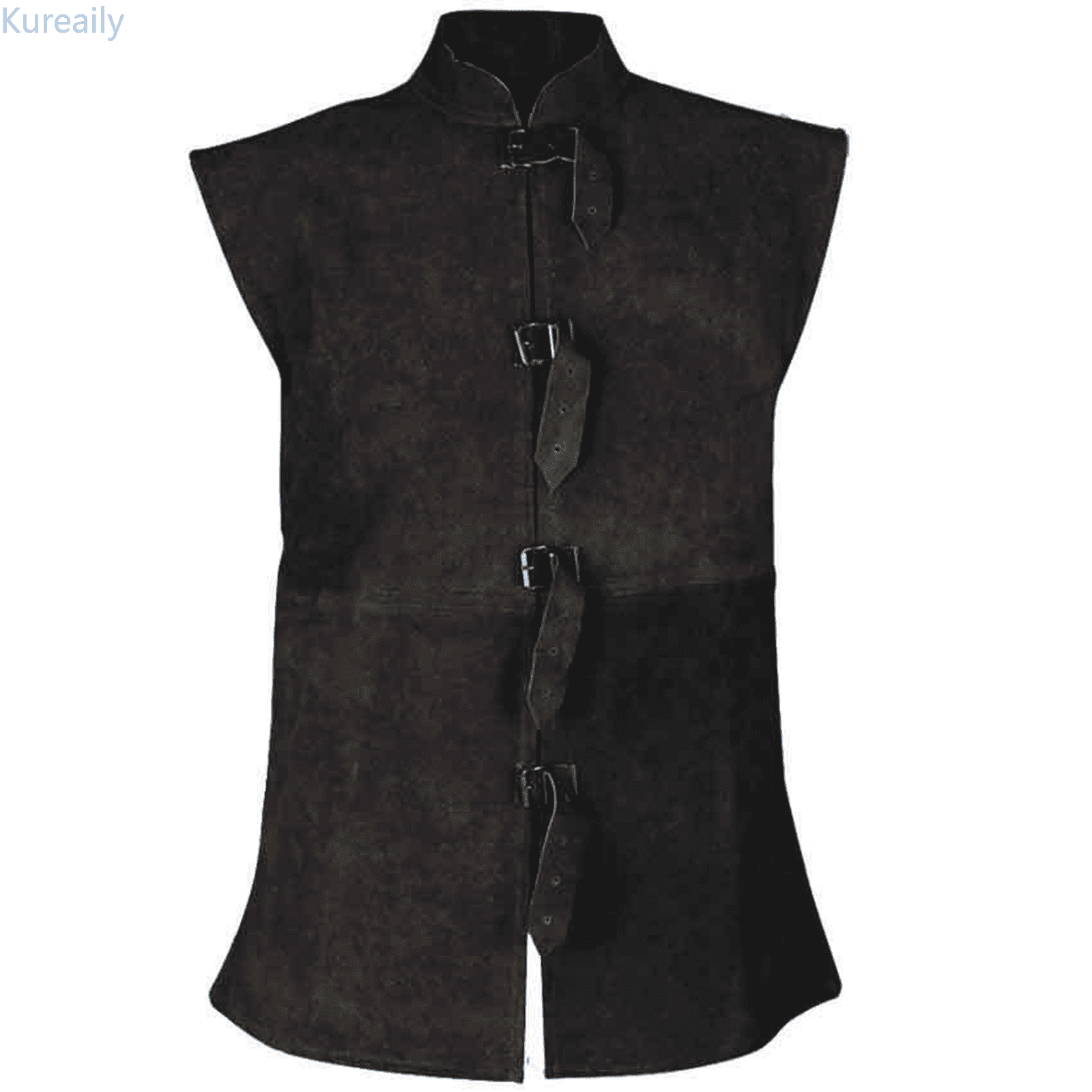Kureaily Mens Button Strap Vest Suit Vest Retro Leather Regular Fit ...