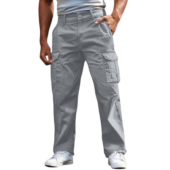 Kureaily Solid Color Casual Jogger Pants With Pockets Comfortable ...