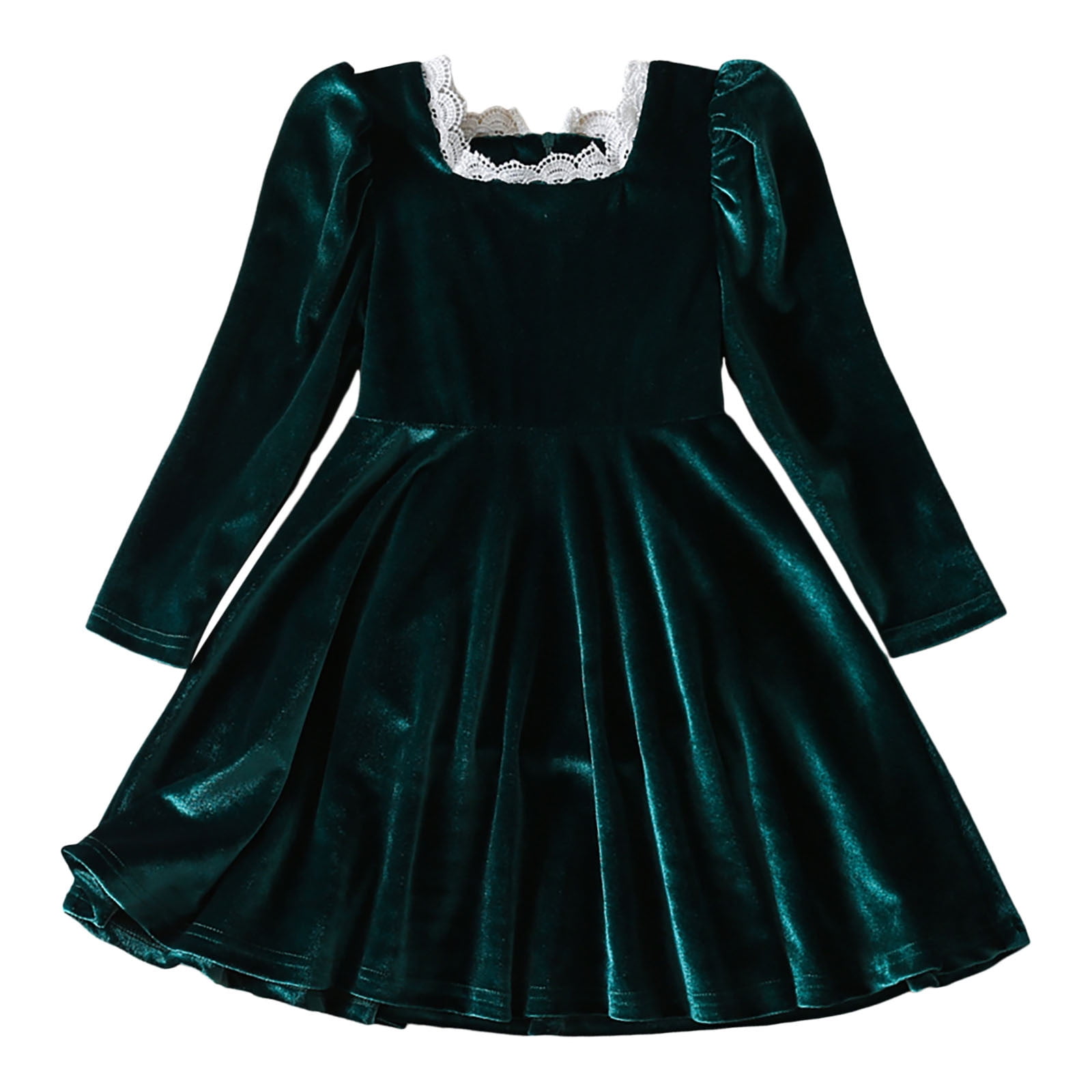 Kureaily Teen Kids Girls Solid Lace Long Sleeve Trendy Birthday Dresses ...