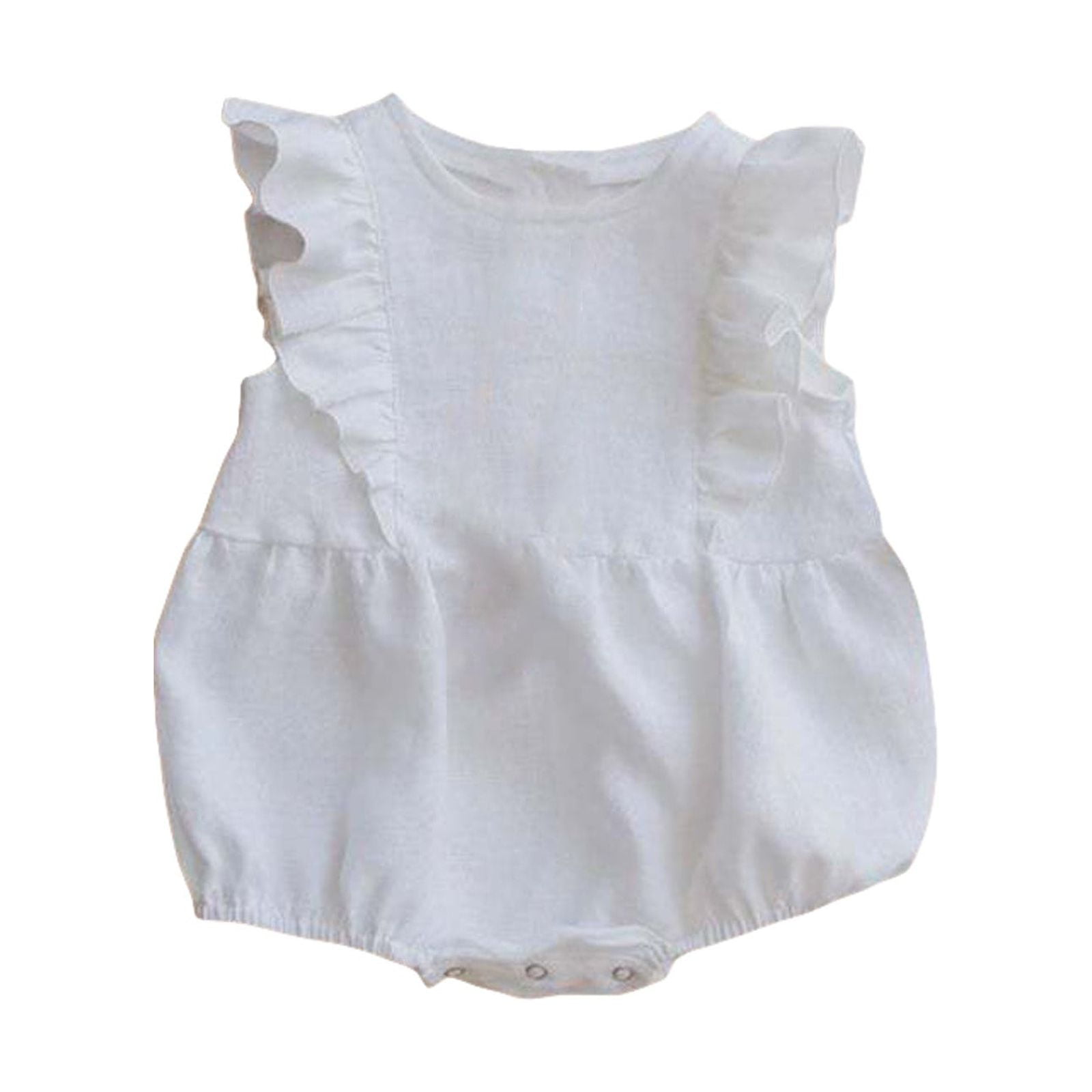 Kureaily Toddler Baby Rompers Summer Ruffle Sleeveless Crew Neck ...