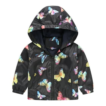 Juebong Toddler Kids Baby Girls Fashion Cute Cartoon Butterfly Pattern Windproof Rain Jacket ...