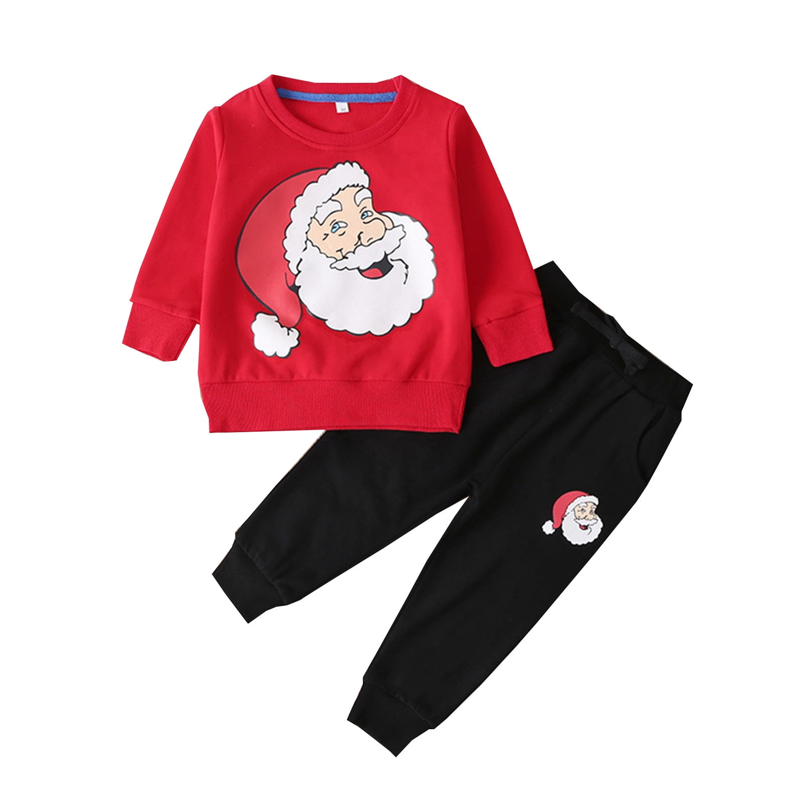 Kureaily Toddler Boys Winter Long Sleeve Red Santa Prints Tops Pants ...