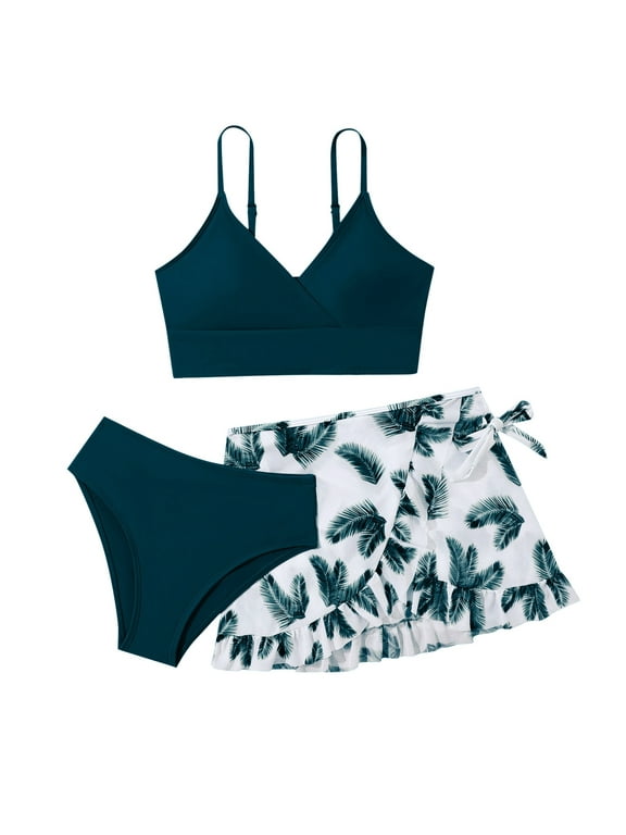 Mermaid Tails 3pcs Swimwear Set for Girls, Princess Bikini Bathing ...