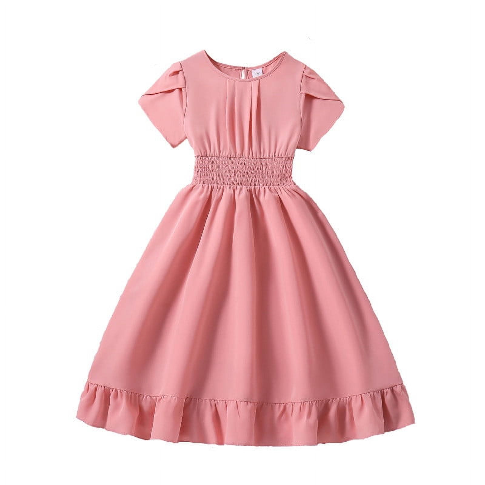Kureaily Toddler Girls Short Sleeve Solid Princess Dress Dance Party ...