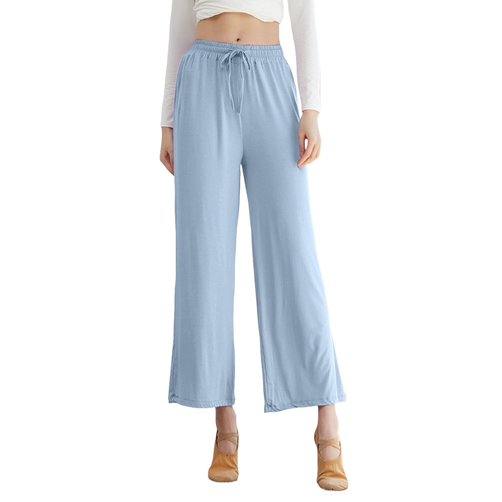 Kureaily Wide Leg Pants High Waist Straight Vertical Vertical Stretch ...