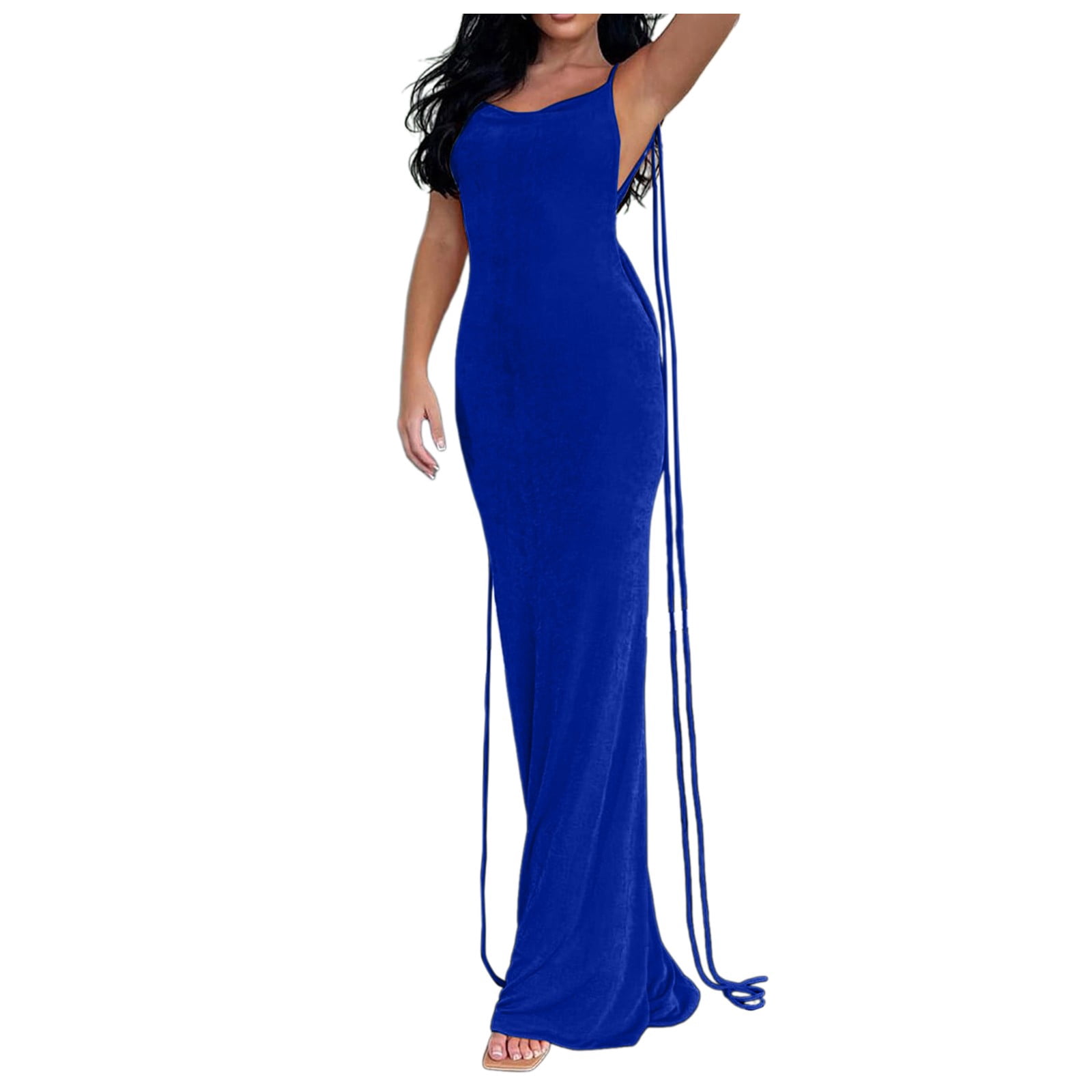Kureaily Women Bodycon Camisole Dress Spaghetti Straps Strappy Backless ...