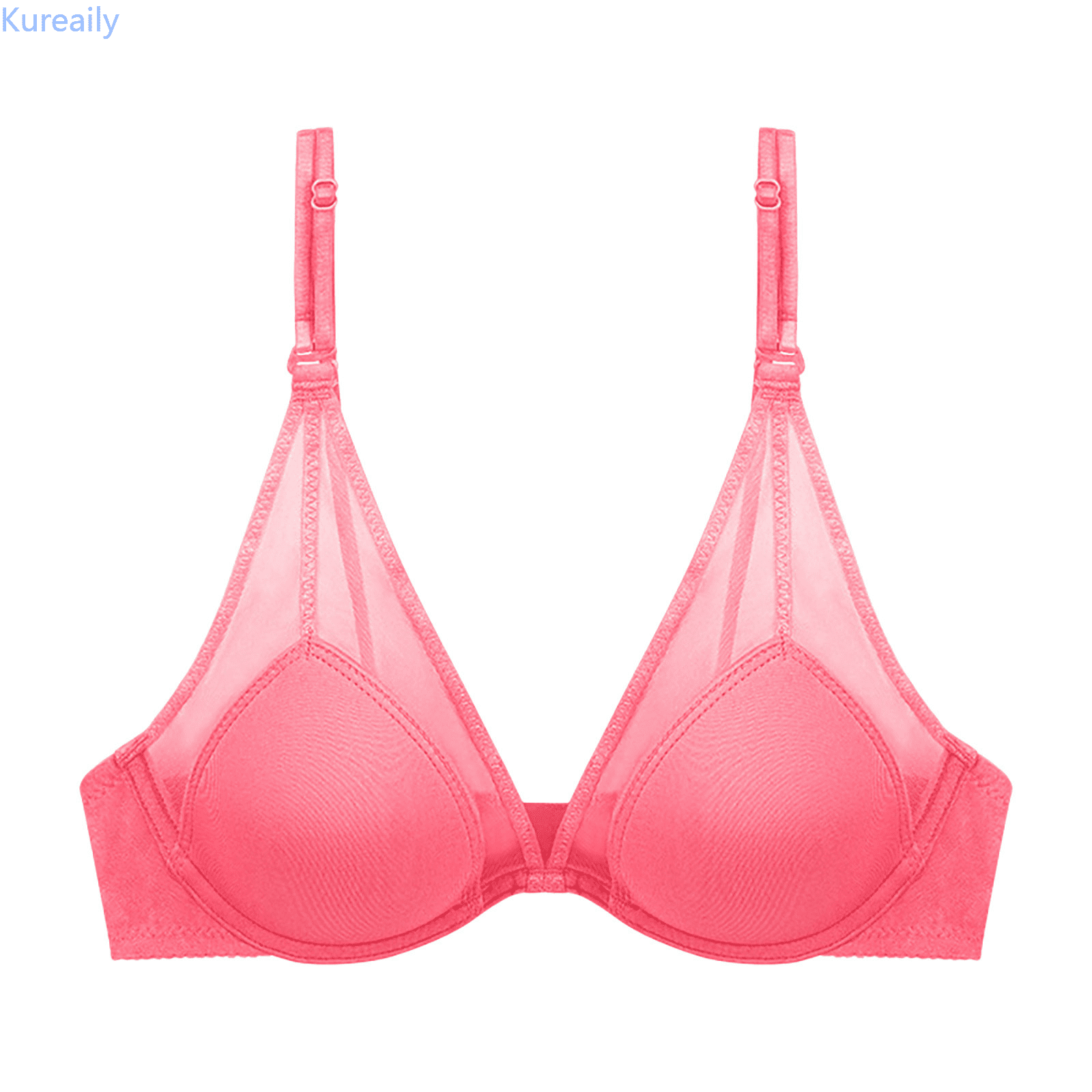Kureaily Women's Classic Sheer Mesh Lace Bra With Underwire And Thin ...