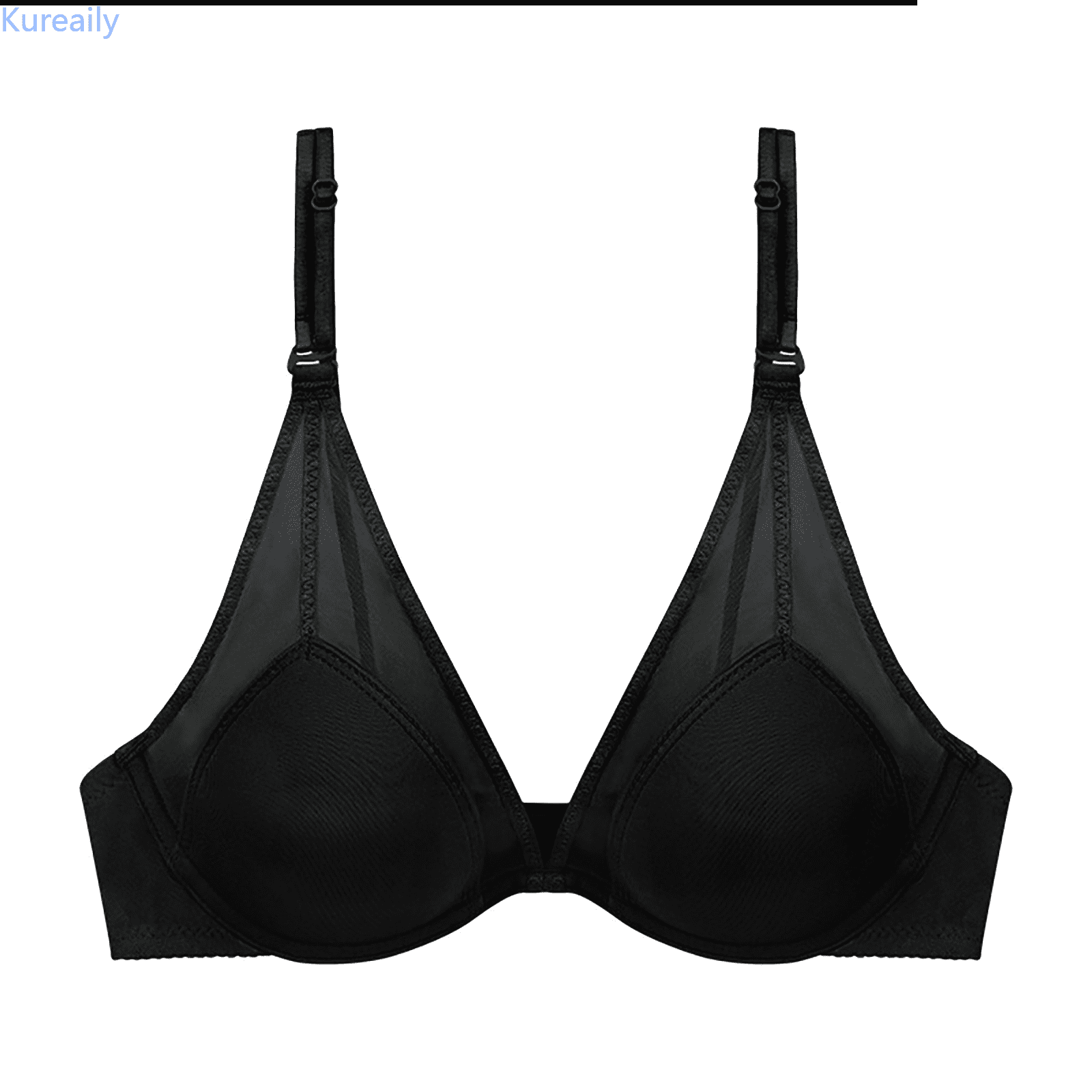 Kureaily Women's Classic Sheer Mesh Lace Bra With Underwire And Thin ...