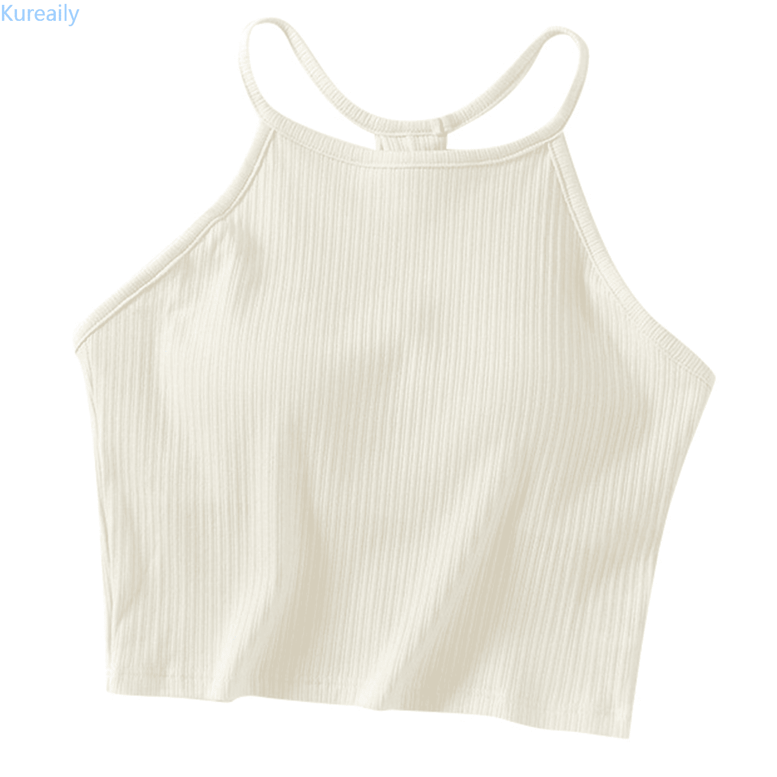 Kureaily Women's Solid Color Threaded Chest Pad With Navel Strap ...