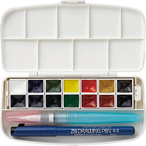 Kuretake Paint Set Transparent Watercolor Set Fiss KG301-1 14 Color Set ...