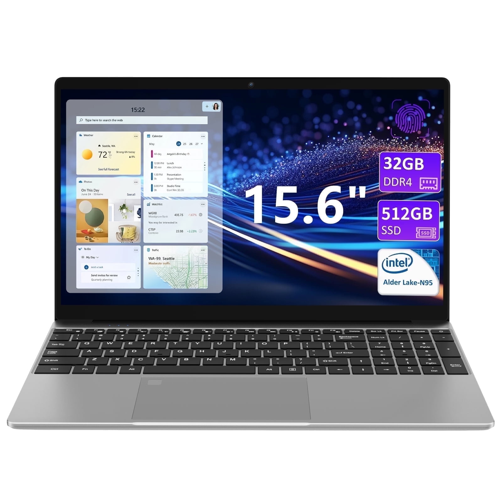 15.6''Laptop 32GB DDR4 512GB SSD, Quad-Core Intel Celeron N95 ...