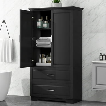 Torsi Modern Double Door Storage Cabinet with Drawers and Adjustable ...