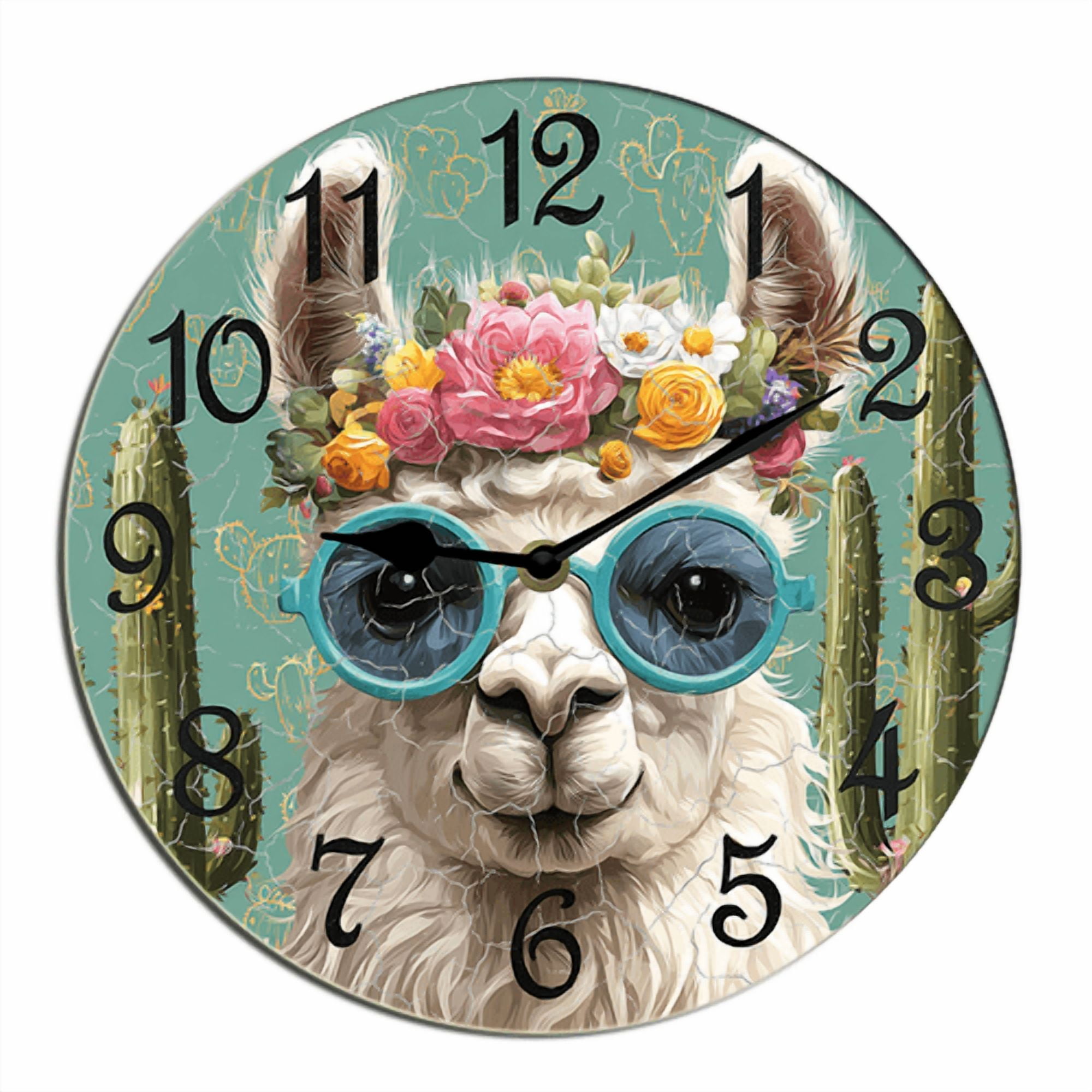 Kurmntregon Alpaca Wall Clock Cute Cartoon Animal Wooden For Bathroom ...