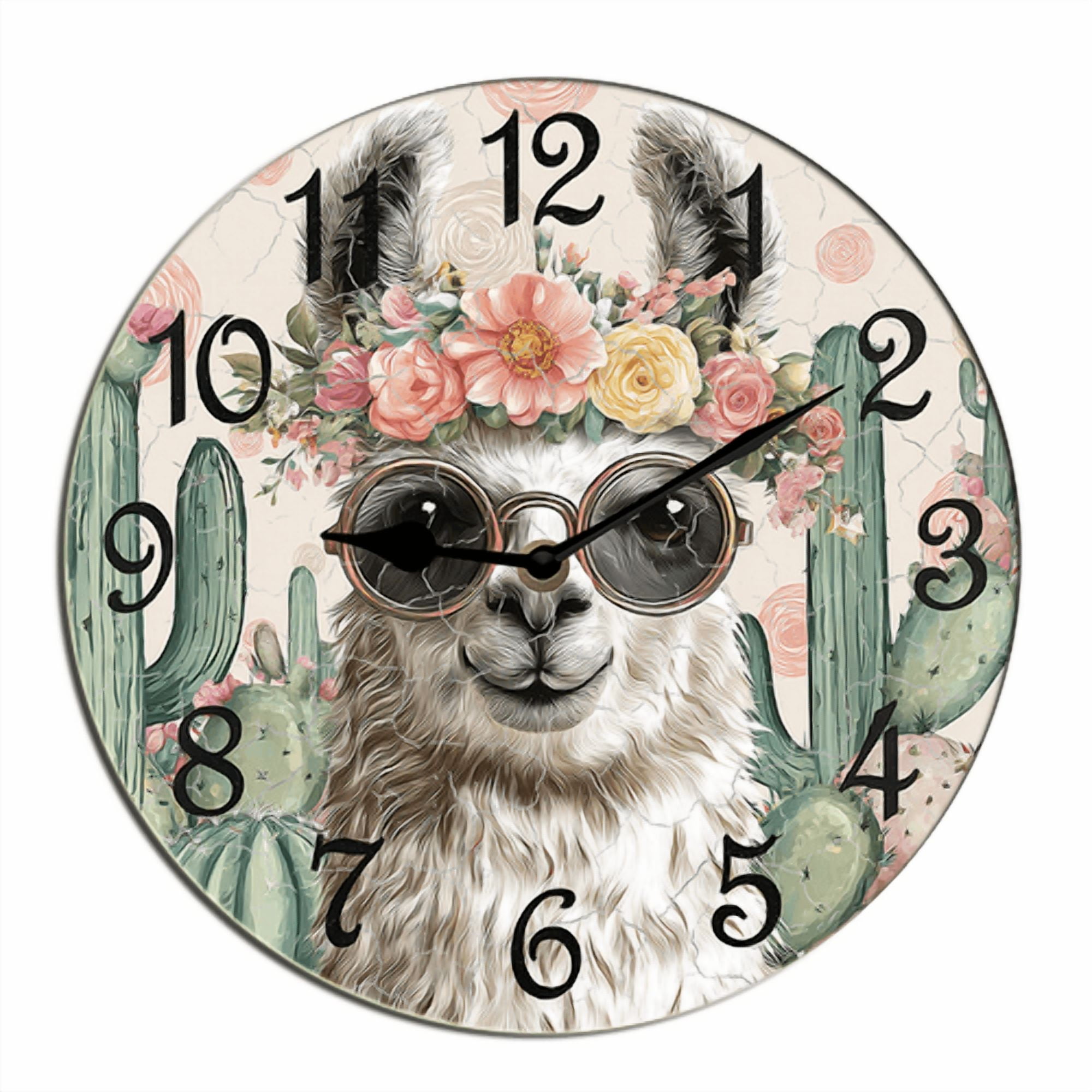 Kurmntregon Alpaca Wall Clock Cute Cartoon Animal Wooden Clock For ...