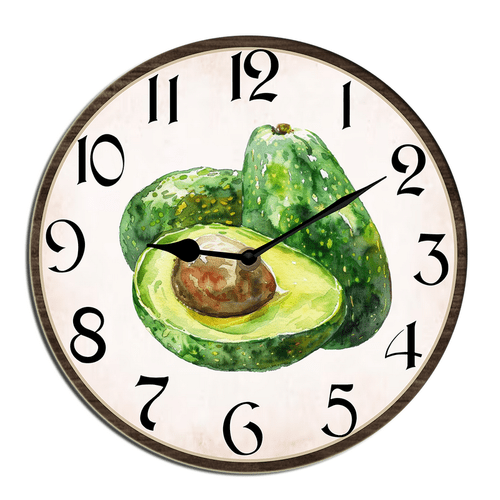 Kurmntregon Avocado 02 Wall Clock Fruit Wall Clock For Bedroom Silent ...