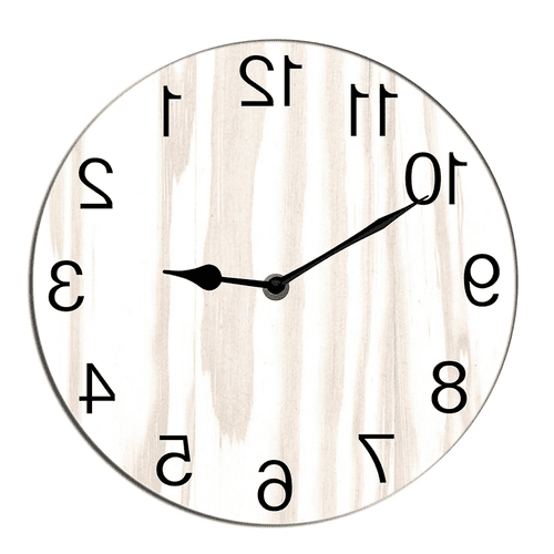 Kurmntregon Backwards Wall Clock Backwards Silent Clock Non-Ticking ...