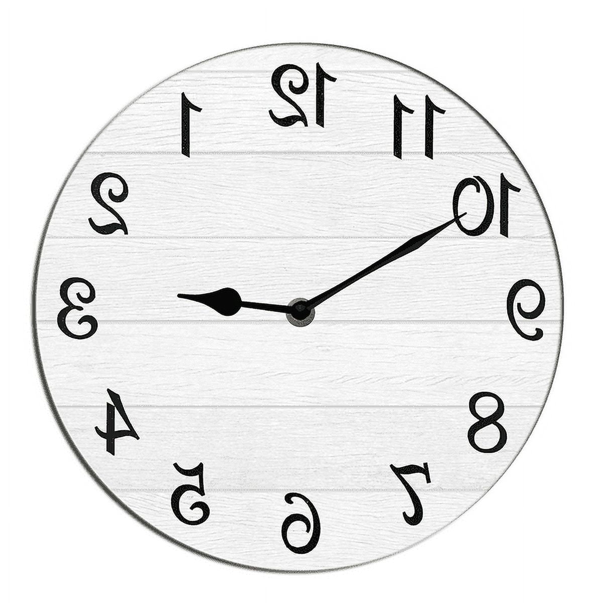 Kurmntregon Backwards Wall Clock Reverse Arabia Numbers Battery ...