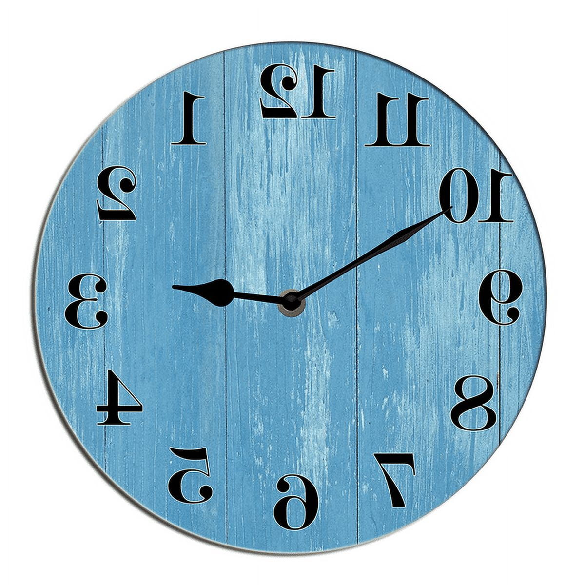 Kurmntregon Backwards Wall Clock Reverse Arabia Numbers Kitchen Living ...