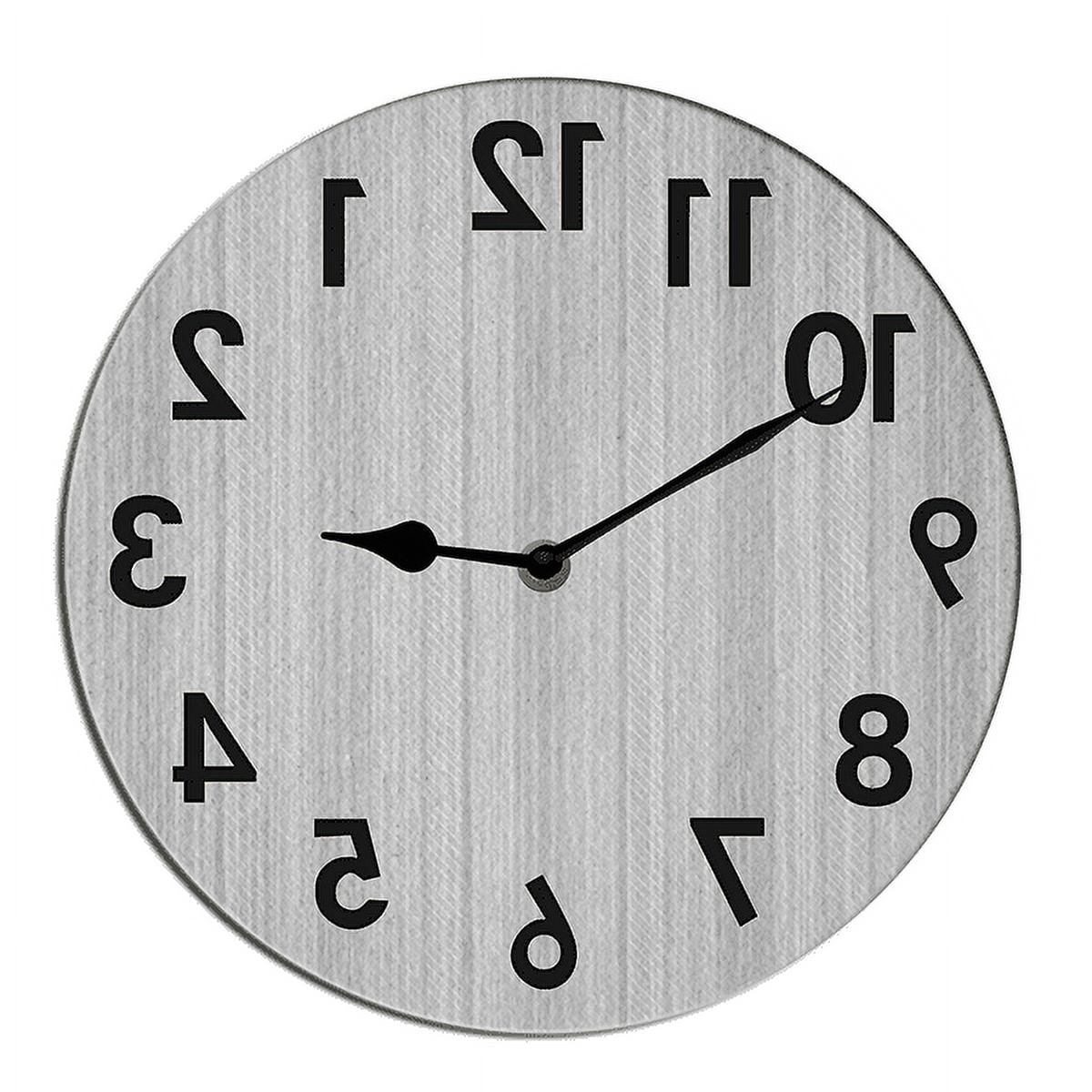 Kurmntregon Backwards Wall Clock Reverse Arabia Numbers Wooden Painted ...