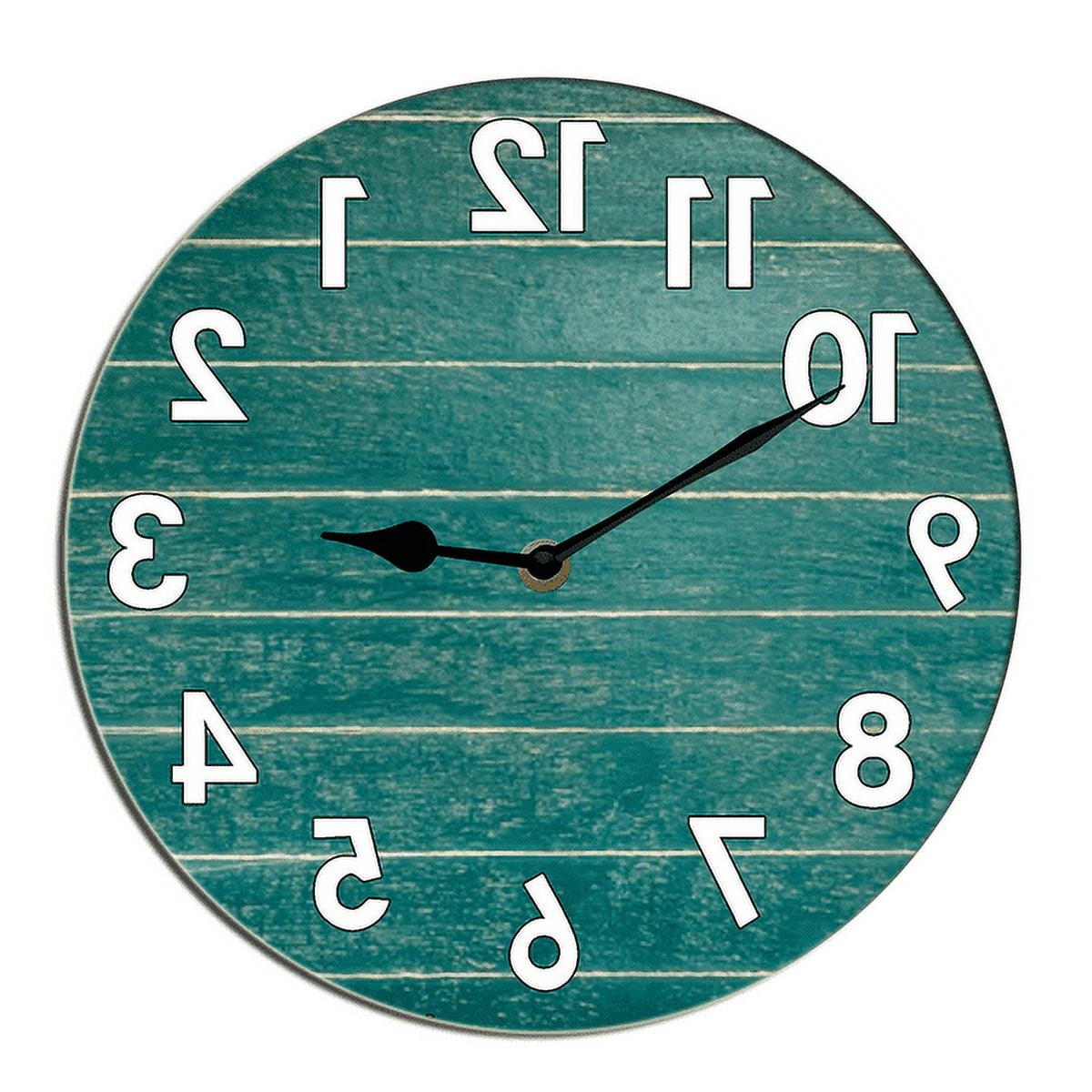 Kurmntregon Backwards Wall Clock Unusual Numbers Backwards Wooden ...