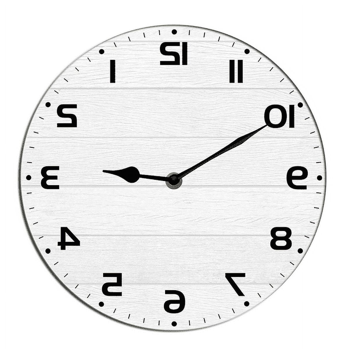 Kurmntregon Backwards Wall Clock Unusual Numbers Backwards Wooden ...