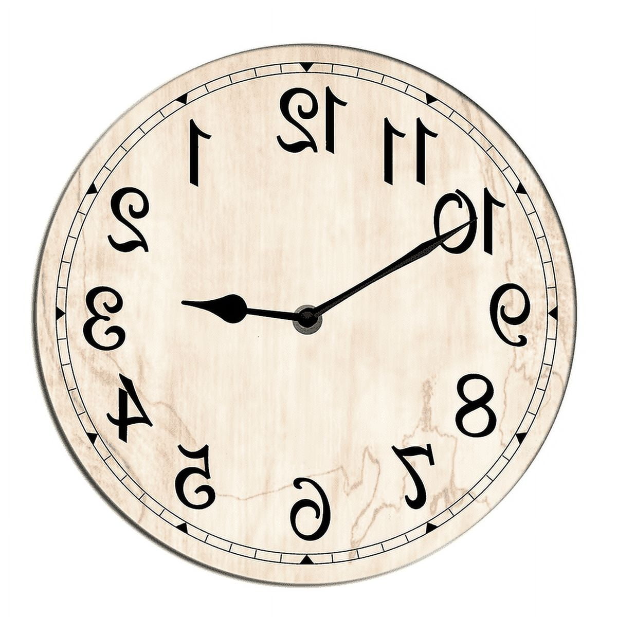 Kurmntregon Backwards Wall Clock Unusual Numbers Backwards Wooden ...
