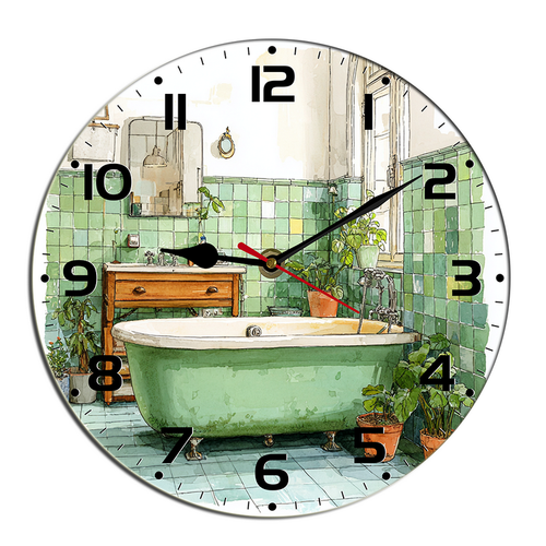 Kurmntregon Bathroom Wall Clock Watercolor Bathtub Hot Tub Animal ...