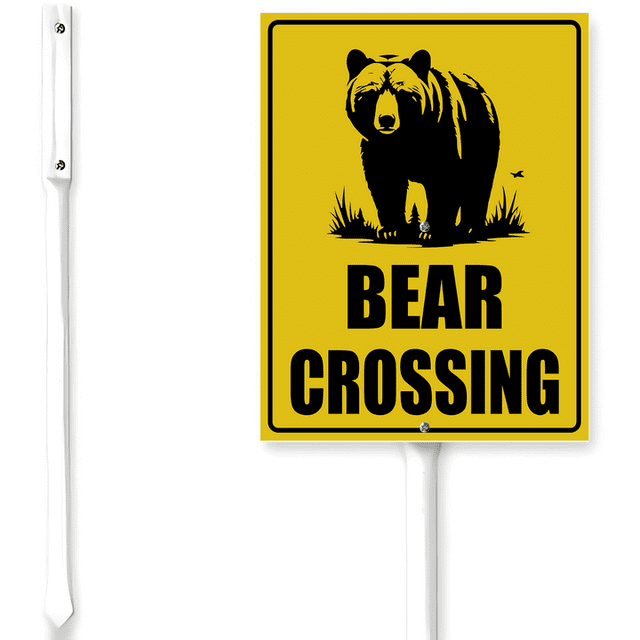 Kurmntregon Bear Crossing Sign With Stake Bear Crossing Yard Sign 6x4 ...