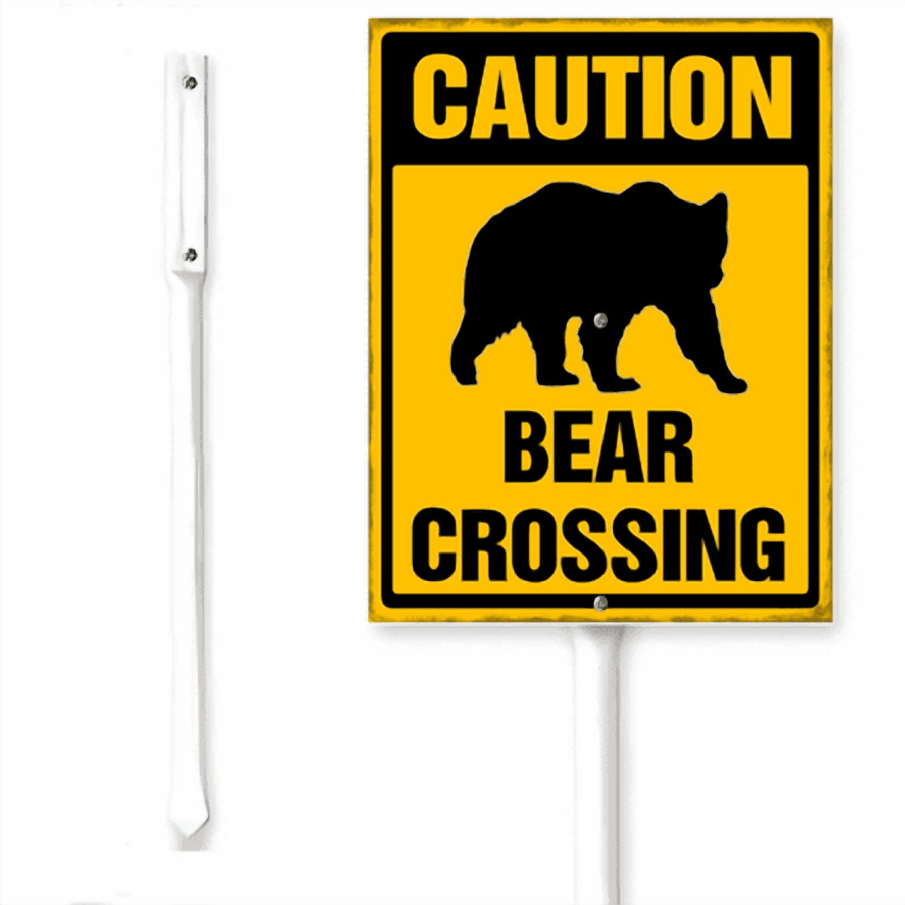 Kurmntregon Bear Crossing Yard Sign With Stake Bear In Area Street ...
