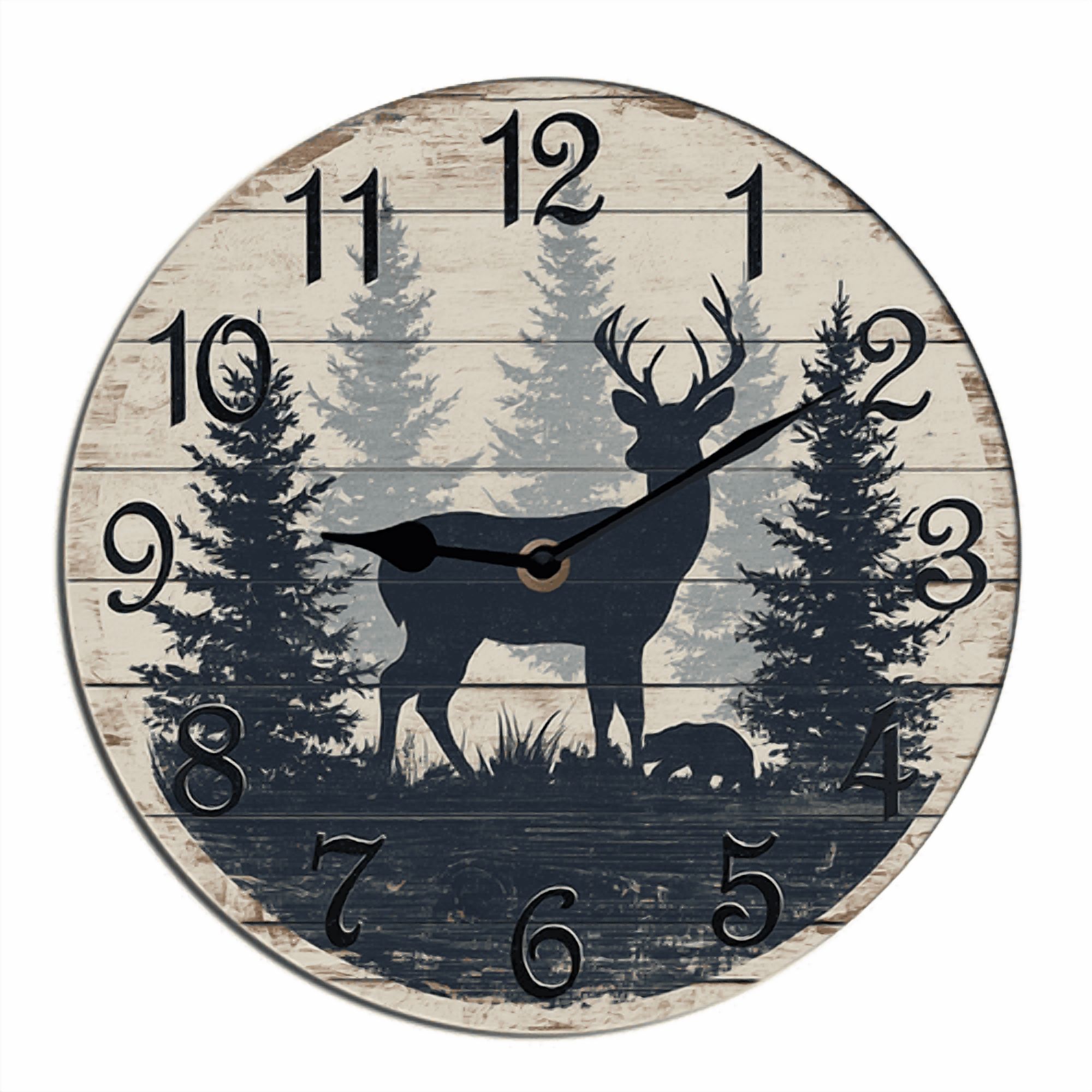 Kurmntregon Bear Deer Cabin Wall Clock Animal Forest Mount Wooden Clock ...