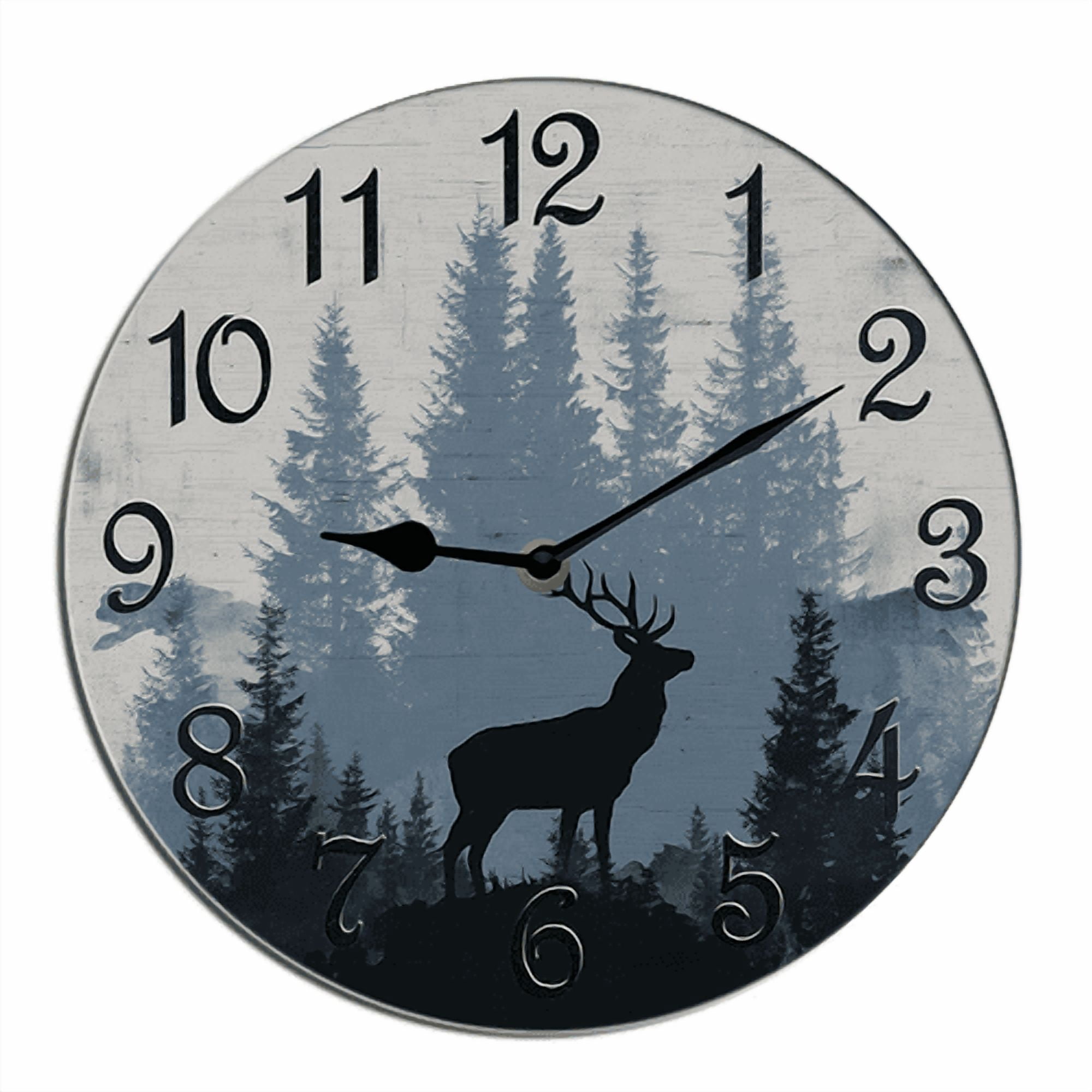 Kurmntregon Bear Deer Cabin Wall Clock Animal Forest Mount Wooden Non ...