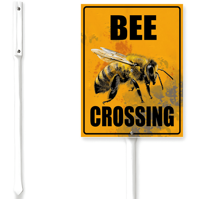 Kurmntregon Bee Crossing Sign With Stake Bee Crossing Yard Sign 6x4 ...