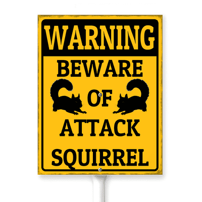 Kurmntregon Beware Of Attack Squirrels Yard Sign With Stake Squirrels ...