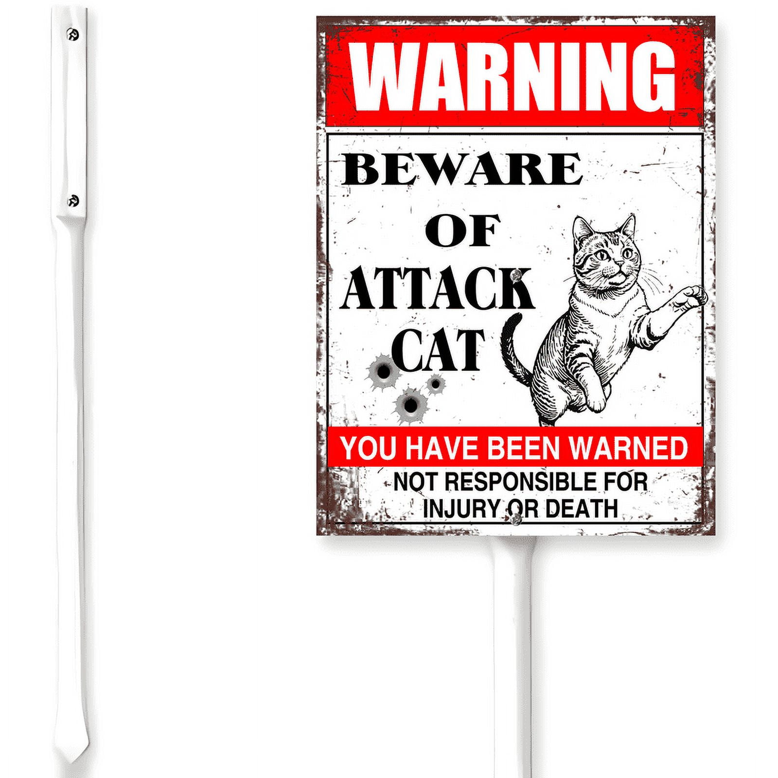 Kurmntregon Beware Of Attack Cat Sign With Stake Attack Cat Yard Sign ...