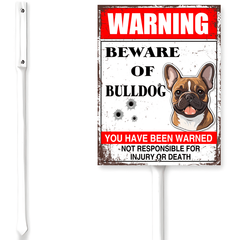 Kurmntregon Beware Of Bulldog Sign With Stake Bulldog Yard Sign Caution ...